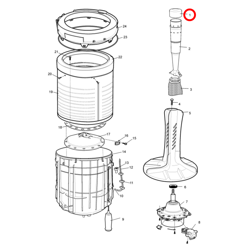 0007204001 Simpson, Westinghouse Top Load Washing Machine Agitator Dis ...